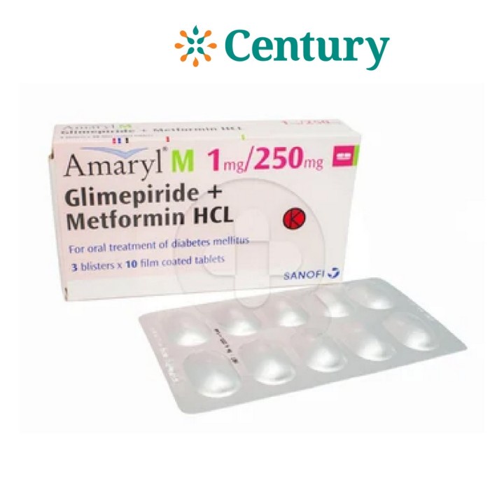 Jual AMARYL M 1MG/250MG 1 BLISTER ISI 10 TABLET / OBAT DIABETES ...