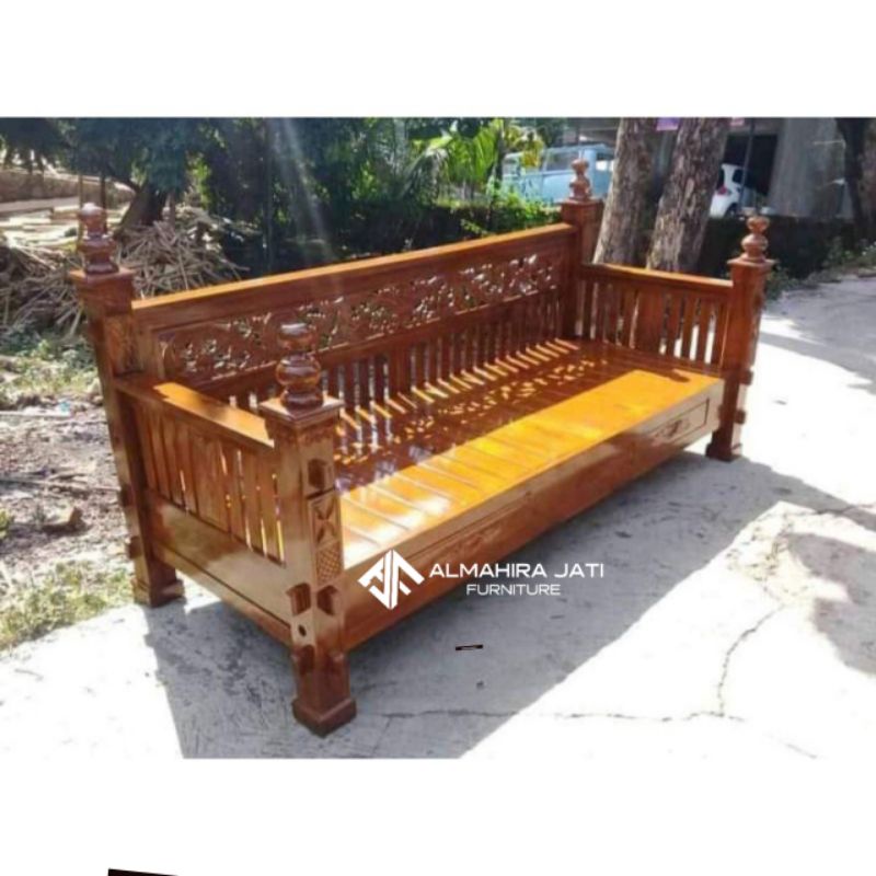 Jual Bangku bale bale ( BIG SIZE 200cm) UKIR KAYU JATI || BANGKU BALE ...