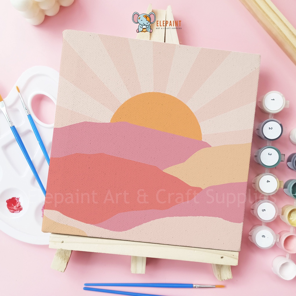 Jual Paint by number lukisan sunrise canvas 20x20 cm / painting kit ...