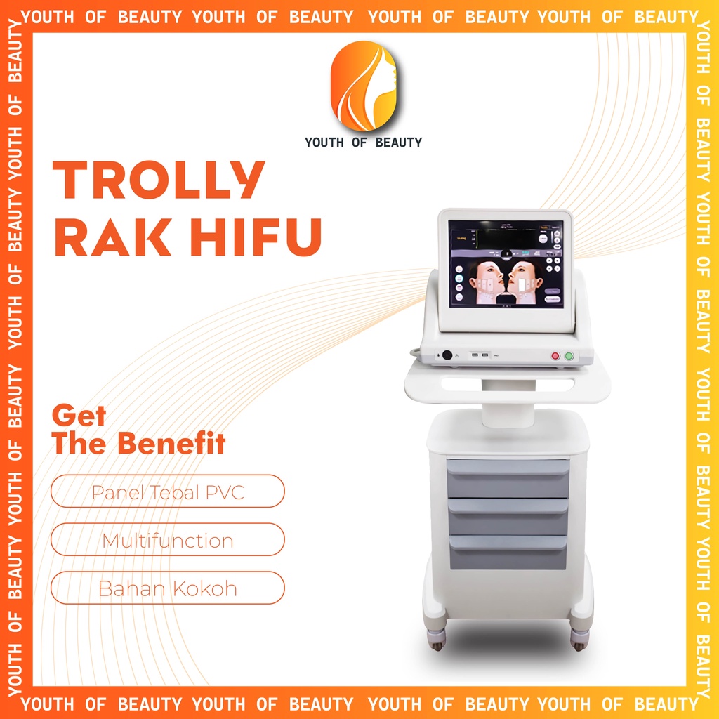 Jual Troli Rak Hifu 3 Tingkat Alat Facial Skincare Salon Klinik ...