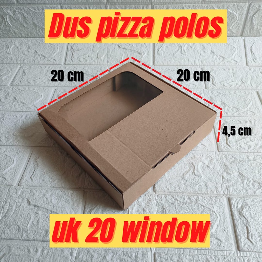 Jual Box Pizza Coklat Polos Window Mika uk 20 x 20 x 4,5 cm PER PACK ...
