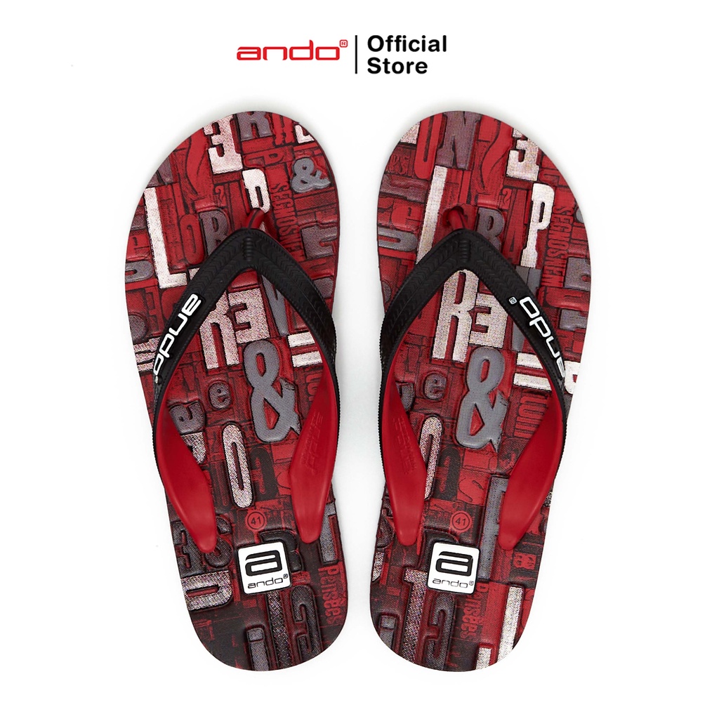 Jual Ando Official Sandal Jepit Stranger Pria Dewasa - Hitam/Merah ...