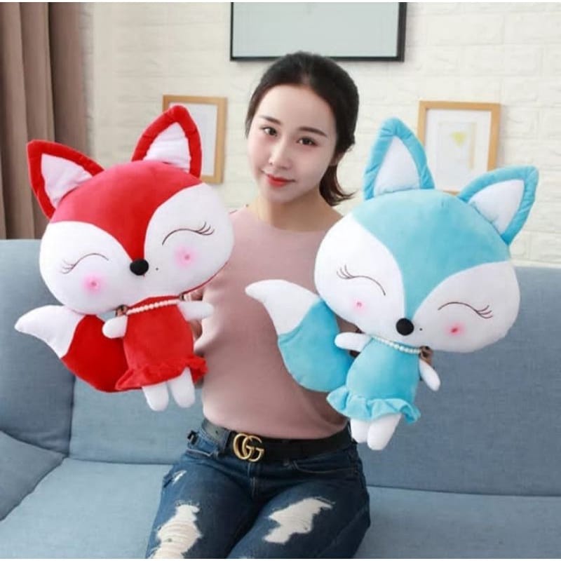 Jual Boneka Fox Cute Merah dan Biru Little Fox Di 30Cm Hewan Kawaii ...