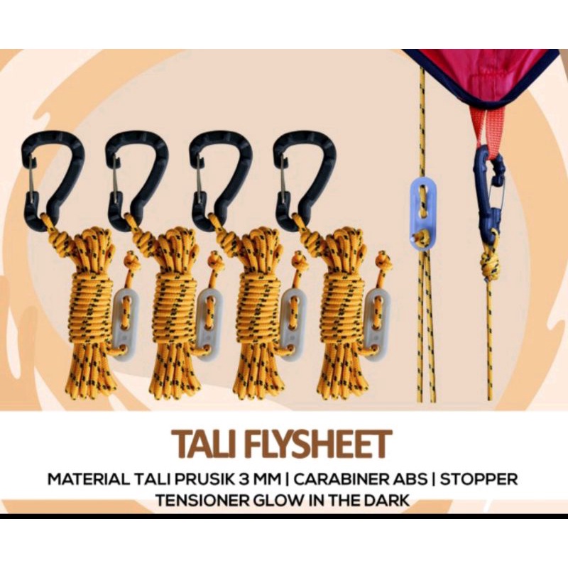 Jual Paket tali tenda camping reflective guyline stoper carabiner ABS ...