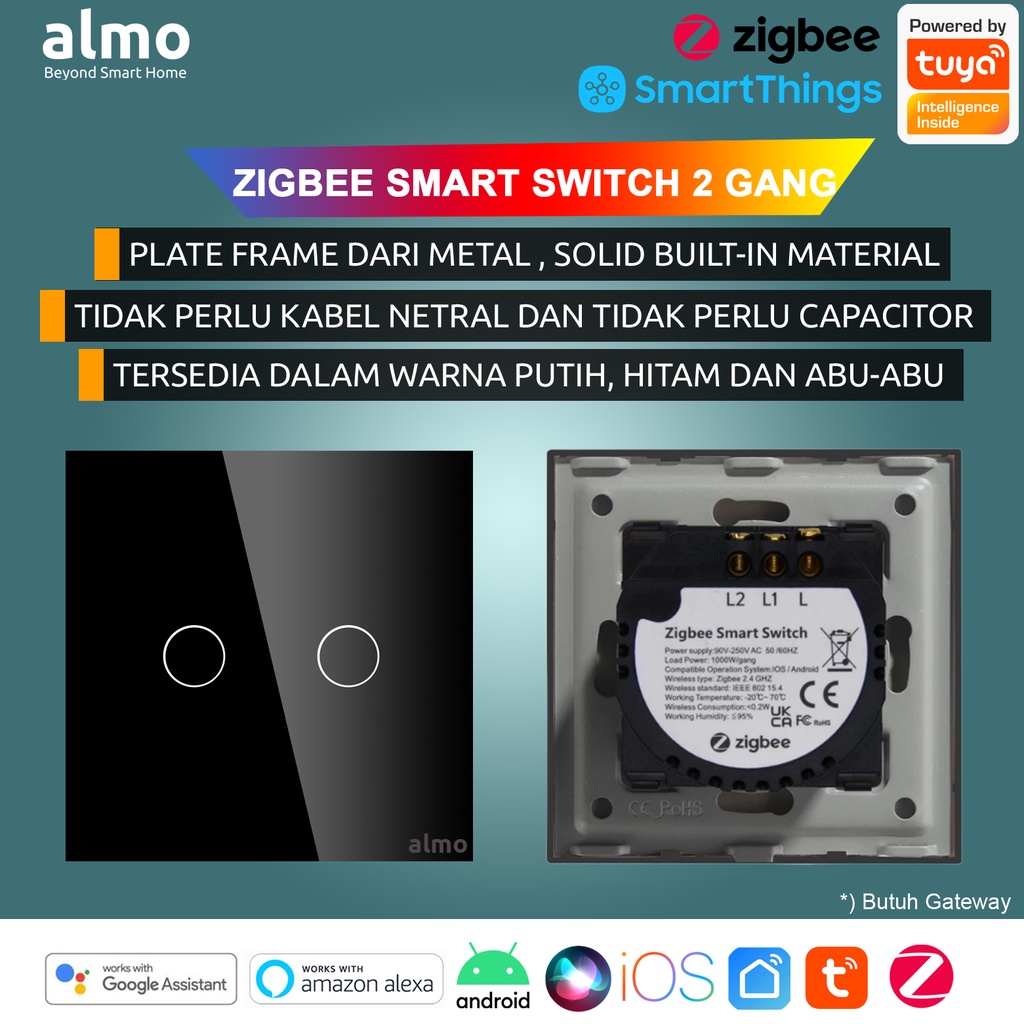 Jual ALMO Tuya ZigBee Smart Wall Switch Saklar Pintar Home Automation ...