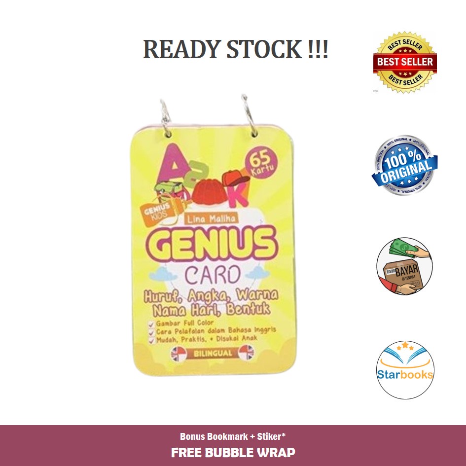 Jual Genius Card: Huruf, Angka, Nama Hari, Bentuk (Billingual ...