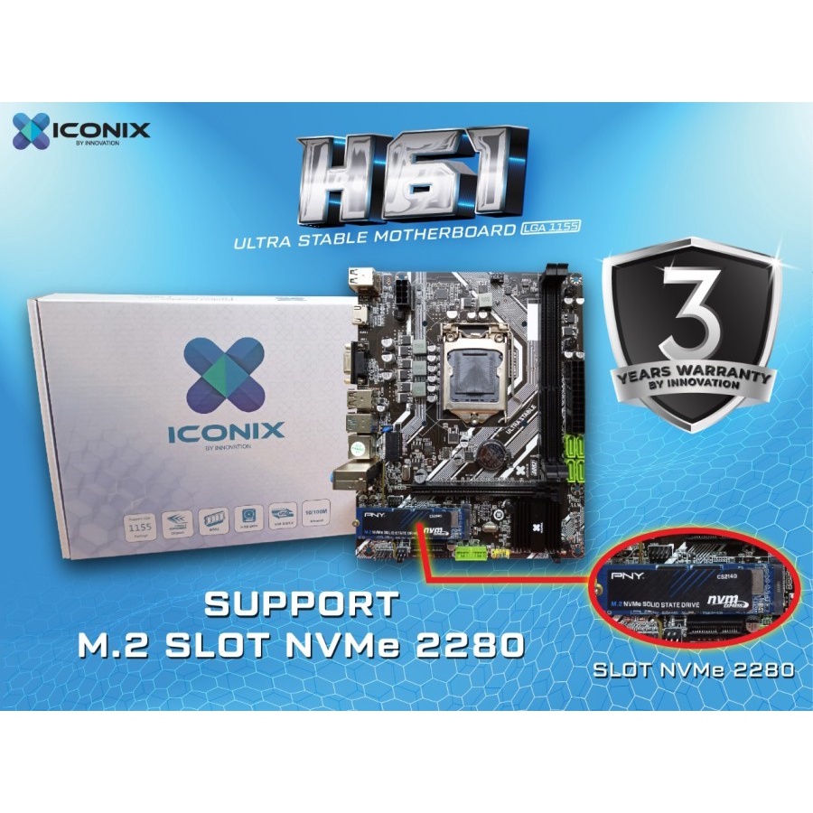 Jual MOTHERBOARD ICONIX-H61 SLOT NVMe MOBO H61 NVME ICONIX H61 N-VME ...