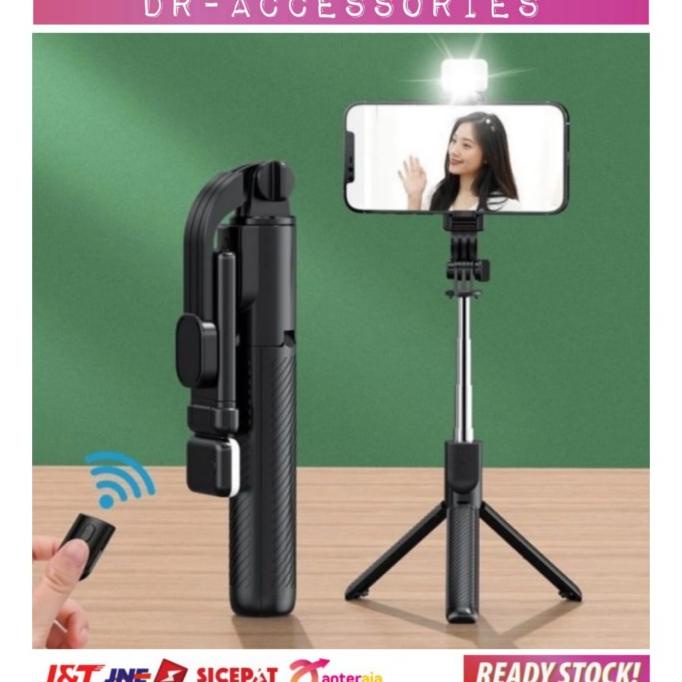 Jual Tongsis Bluetooth LED R1S 3in1 Remote Selfie Tongsis Tripod ...