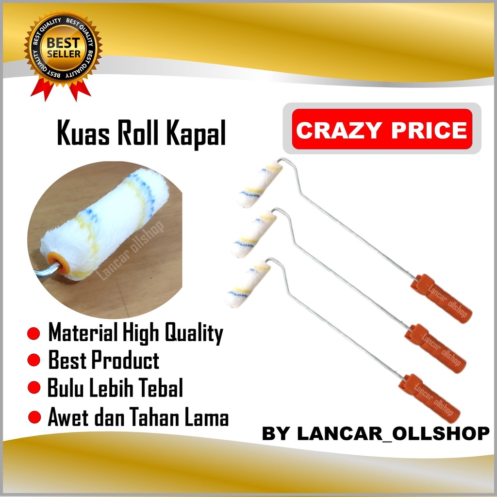 Jual Kuas Roll Kapal Kecil 4 inch Gagang Panjang Bulu Kuas Roll Tebal ...