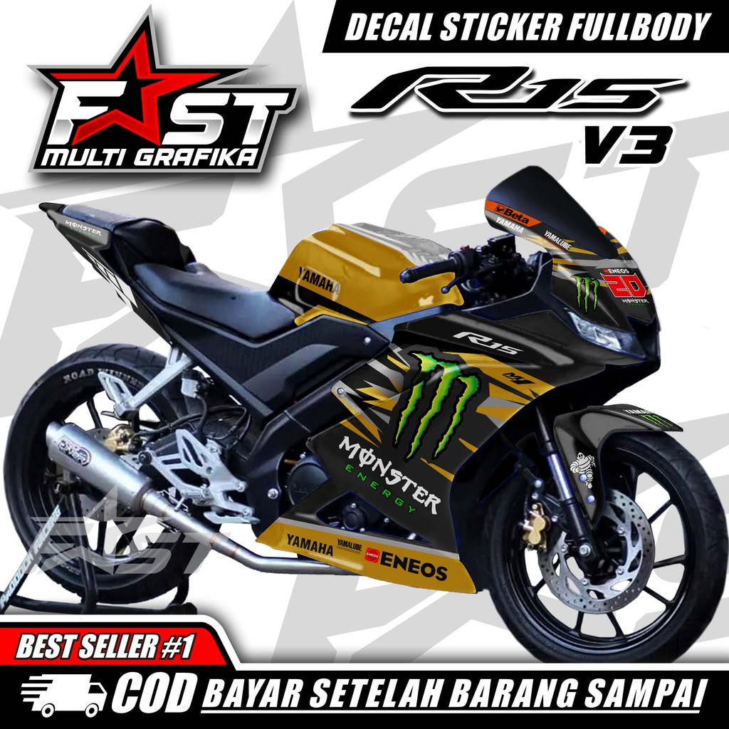 Jual TERBARU Decal R15 V3 Fullbody Liveri MotoGP Sticker Striping Decal ...