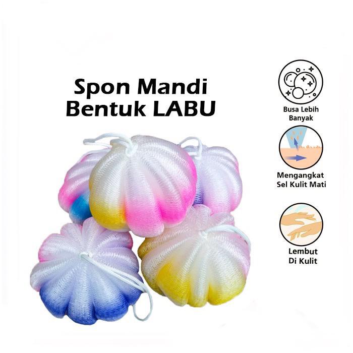Jual SPONS MANDI BULAT BENTUK LABU PELANGI / BAWANG RAINBOW 35GRAM ...