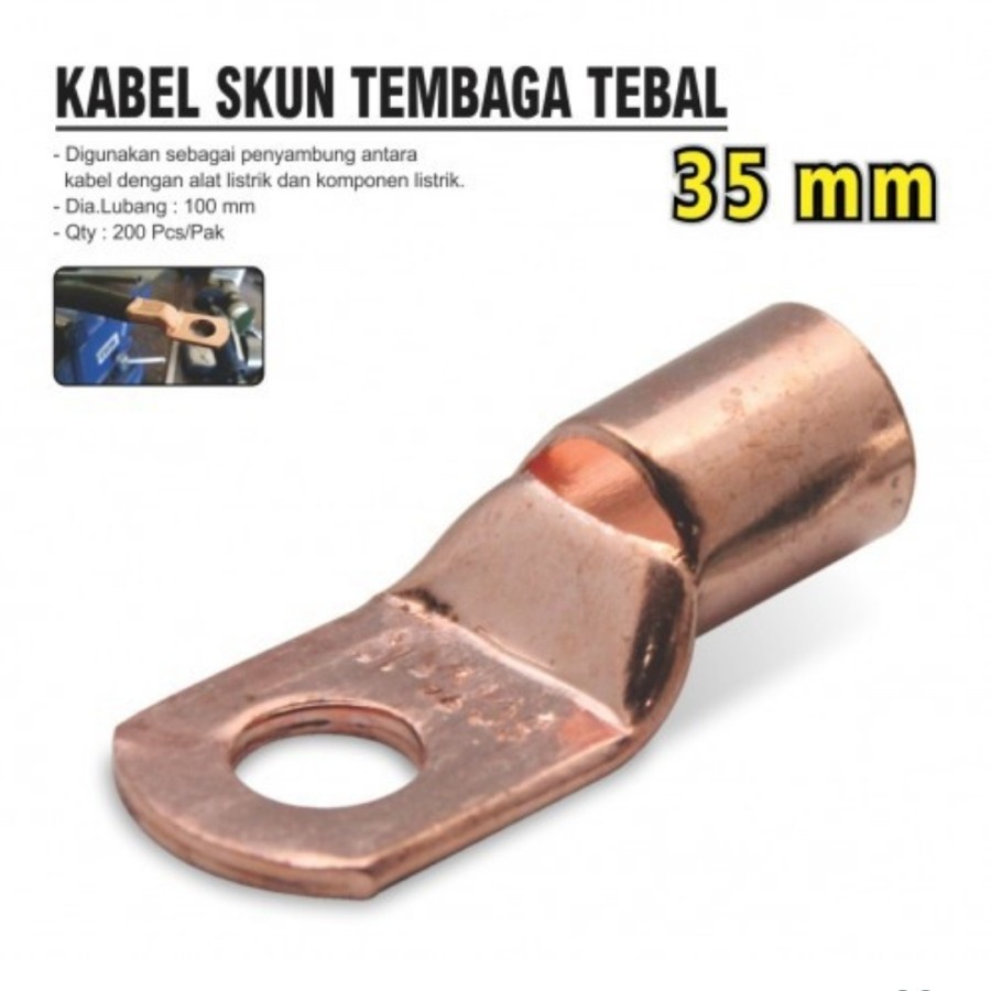 Jual Aldo Skun Kabel Full Tembaga Tebal 35mm Per 10 Pcs Copper Cable Lug 35 mm Diameter Lubang ...