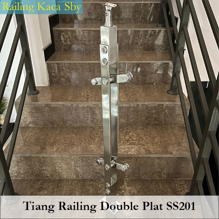 Jual TIANG RAILING TANGGA KACA STAINLESS MODEL DOUBLE PLAT HAIRLINE ...
