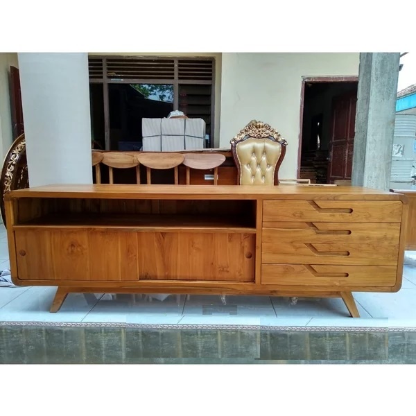 Jual Buffet Tv/Rak Tv Meja Tv Sliding Retro panjang Minimalis Kayu Jati ...