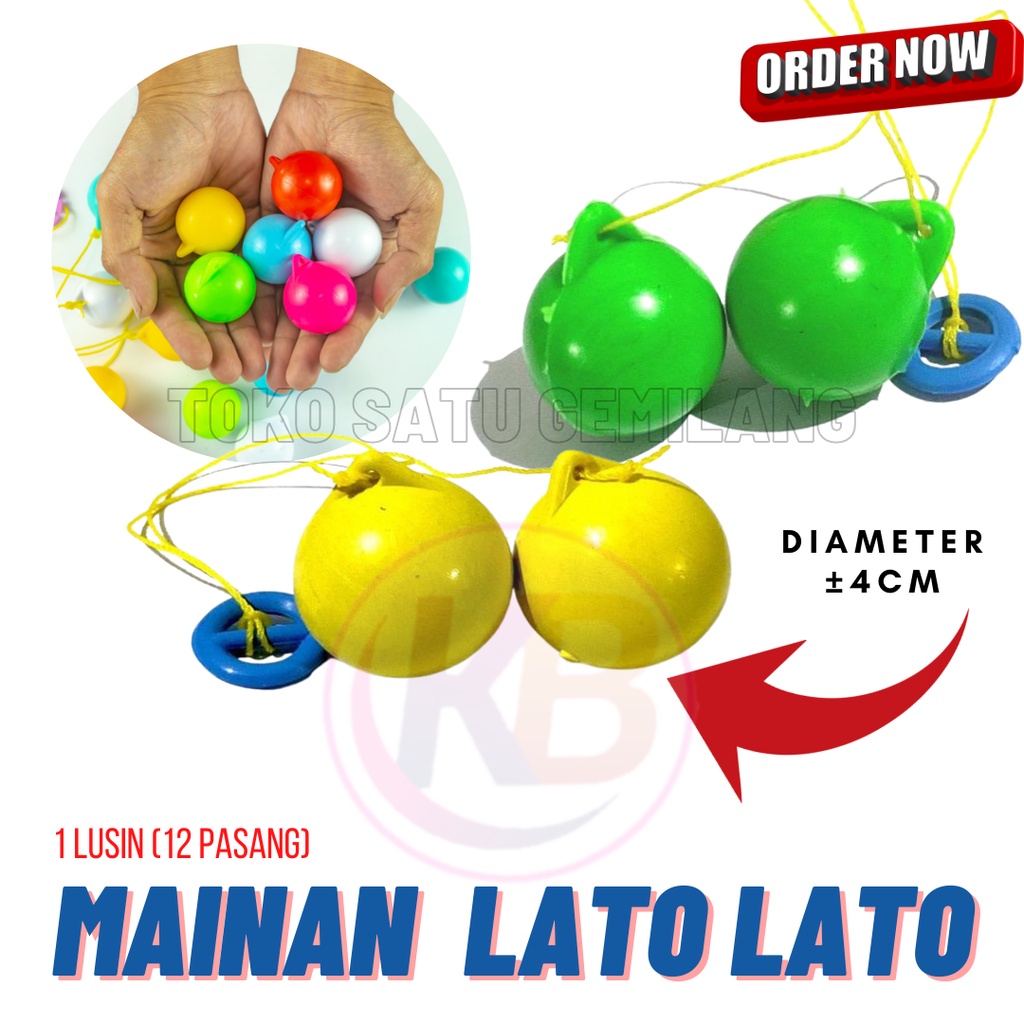 Jual LUSINAN 12 Pasang Mainan Jadul Lato Lato / Mainan Etek Etek ...