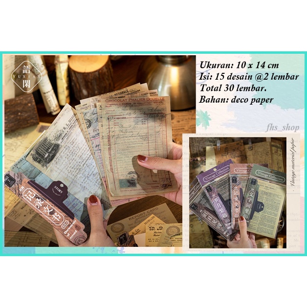 Jual 30 Lembar Scrapbook Paper DIY Jurnal Kit Vintage Collection Deco ...
