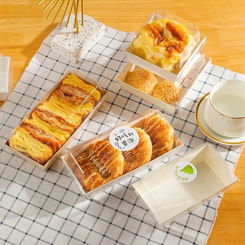Jual (10pcs) Paper Box Burger Sandwich Roti Dessert Box Kotak Persegi ...