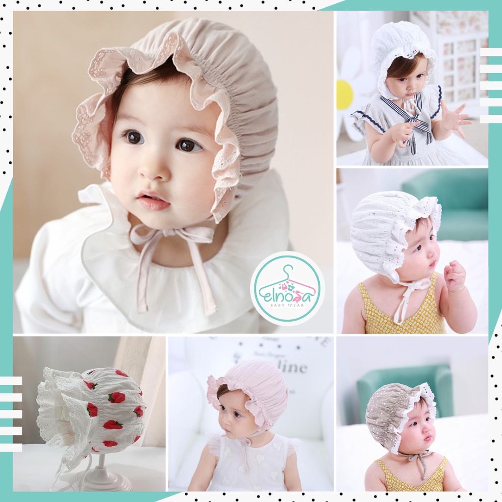 Jual Topi Bonet Anak Perempuan Import 0-12 Bulan | Kupluk Katun Renda ...
