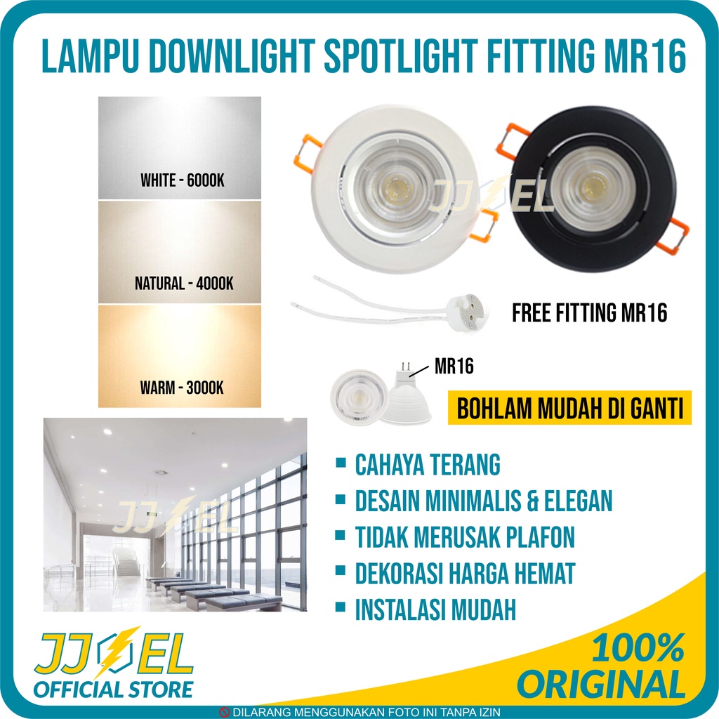 Jual Lampu Downlight Plafon 3W 5W 7W MR16 Sorot Spotlight Halogen LED MR16 3/5/7 Watt Spot Light ...