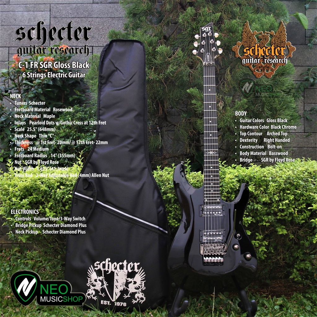 Jual SCHECTER C1 FR SGR Gloss Black 6 Strings Electric Guitar | Shopee ...