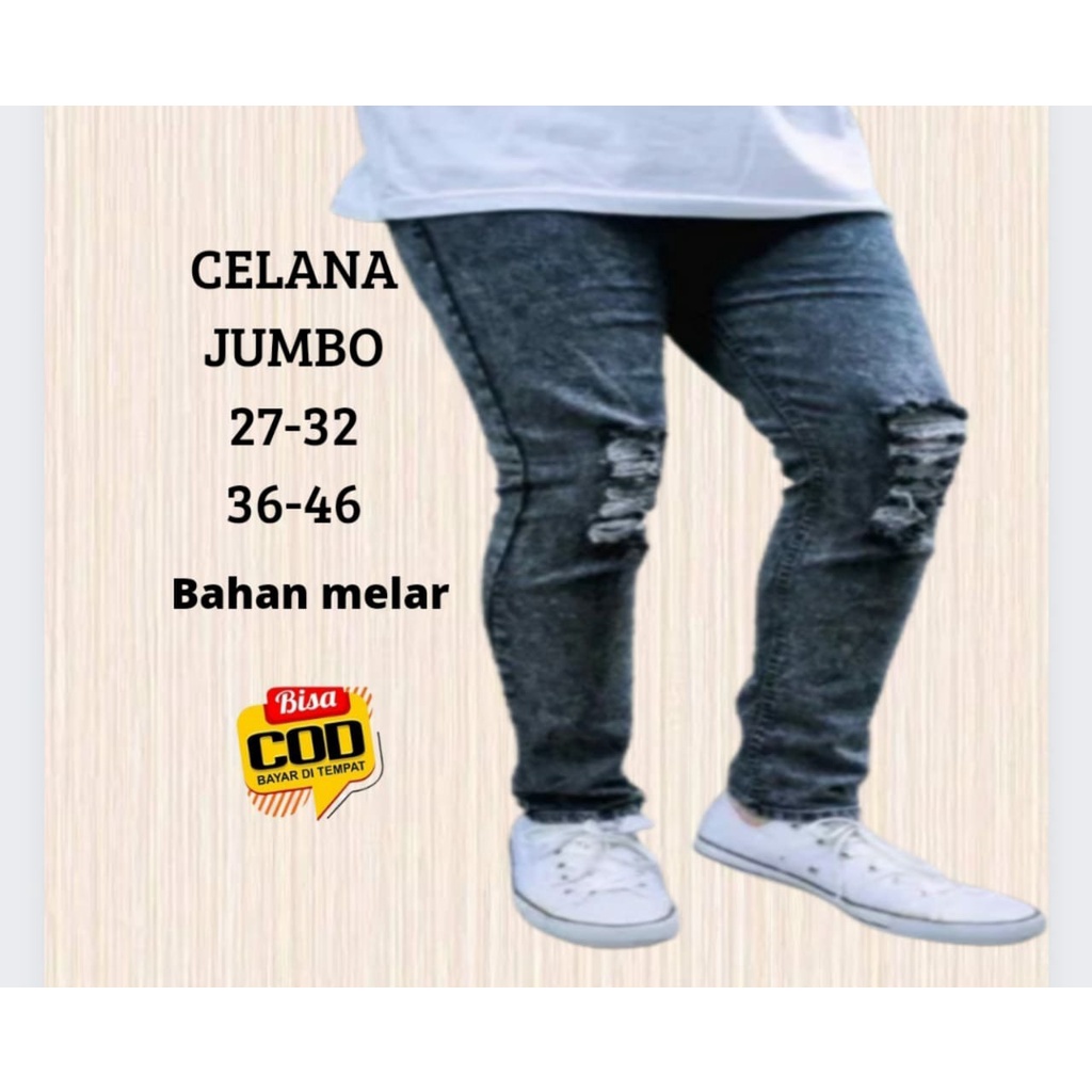 Jual Celana Jeans Pria Panjang Model Robek Ukuran Jumbo 27-46/ Bahan ...