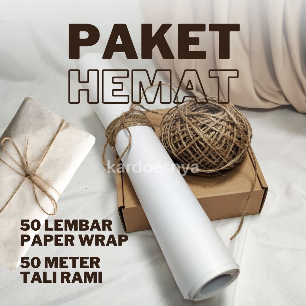 Jual Paket HEMAT 50 lembar kertas packing doorslag + 50 meter tali rami ...