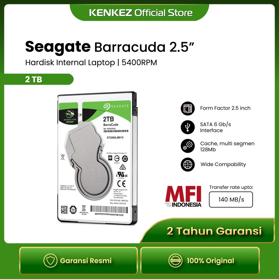 Jual Seagate BarraCuda HDD/Hardisk Internal Laptop 2TB SATA3.0 2.5Inch ...