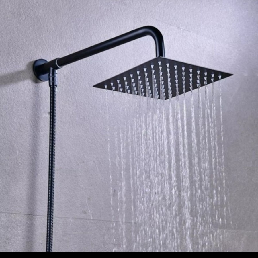 Jual wall shower hitam tanpa bobok/shower rainfall instalasi luar ...