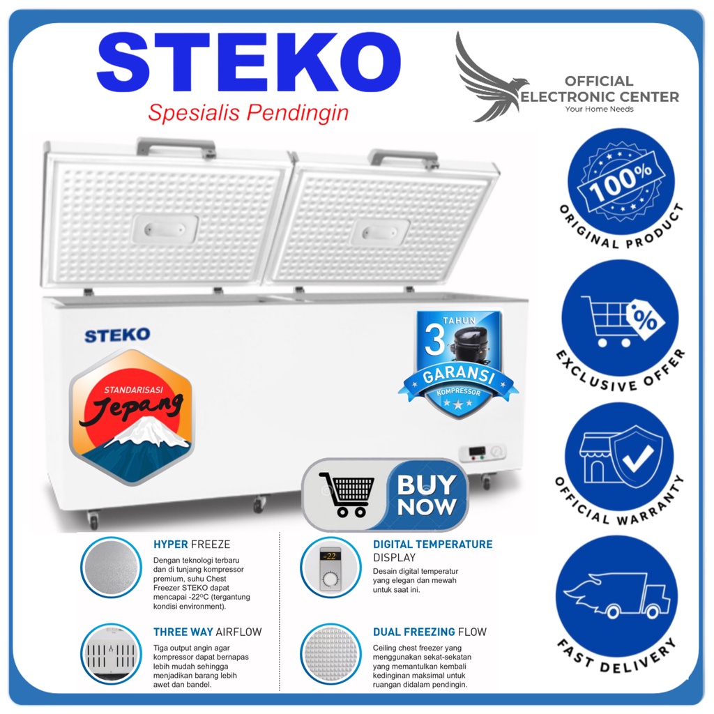 Jual CHEST FREEZER BOX 1131L STEKO BF1250 BF-1250 SUPER LOW WATT LED DISPLAY FREEZER BOX ...