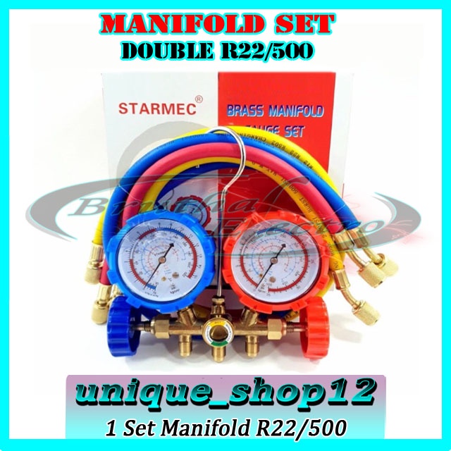 Jual Manifold Set Double R22 R134 Charging Valve Starmec Pengisian Freon Manipol Manifol ...