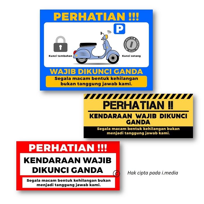 Jual STIKER HIMBAUAN PARKIR | STIKER PERINGATAN KUNCI GANDA | STIKER ...