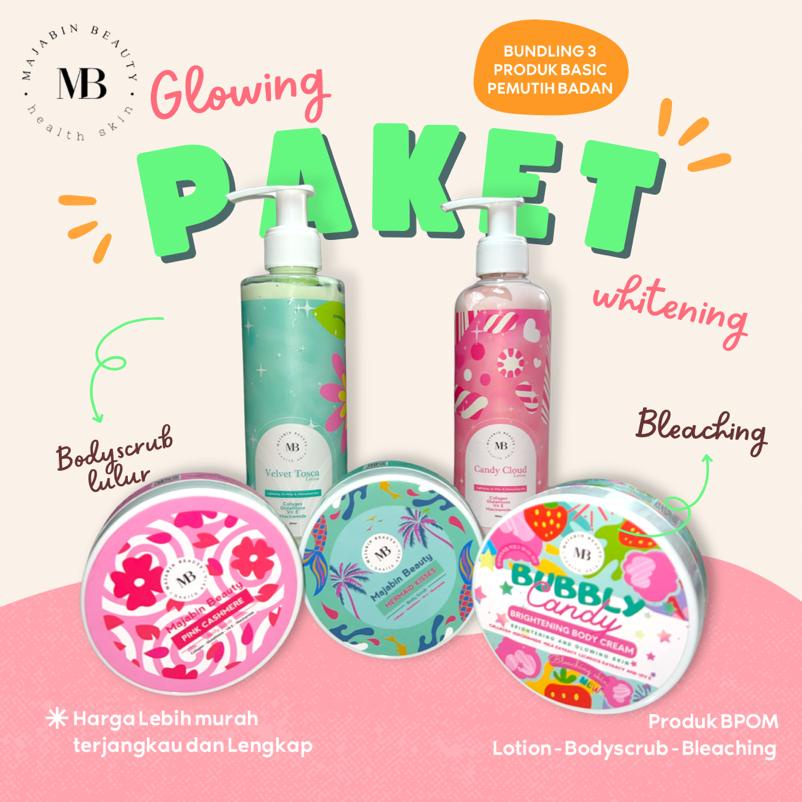 Jual PAKET 3 GLOW UP . BLEACHING + SCRUB + LOTION + FREE BUBUK COLLAGEN ...