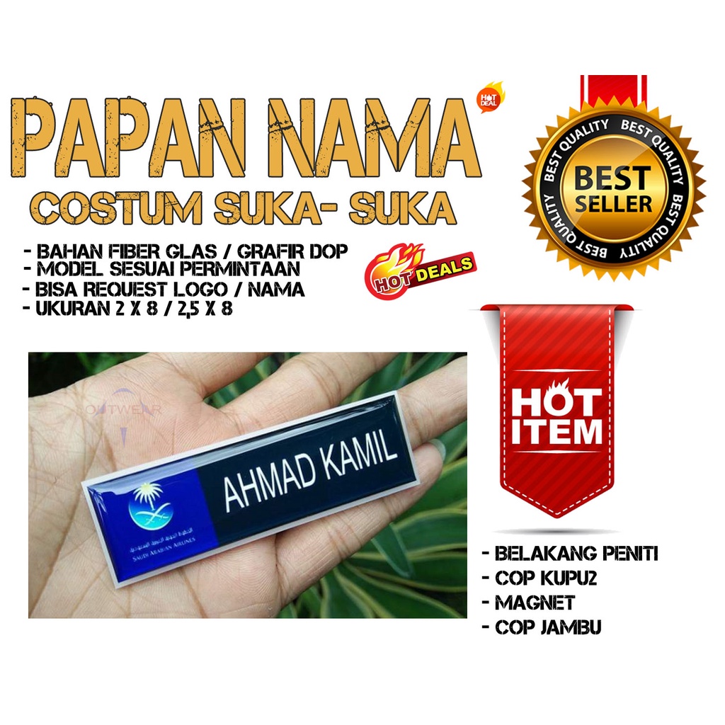 Jual PAPAN NAMA/PAPAN DADA/NAMETAG INSTANSI | Shopee Indonesia