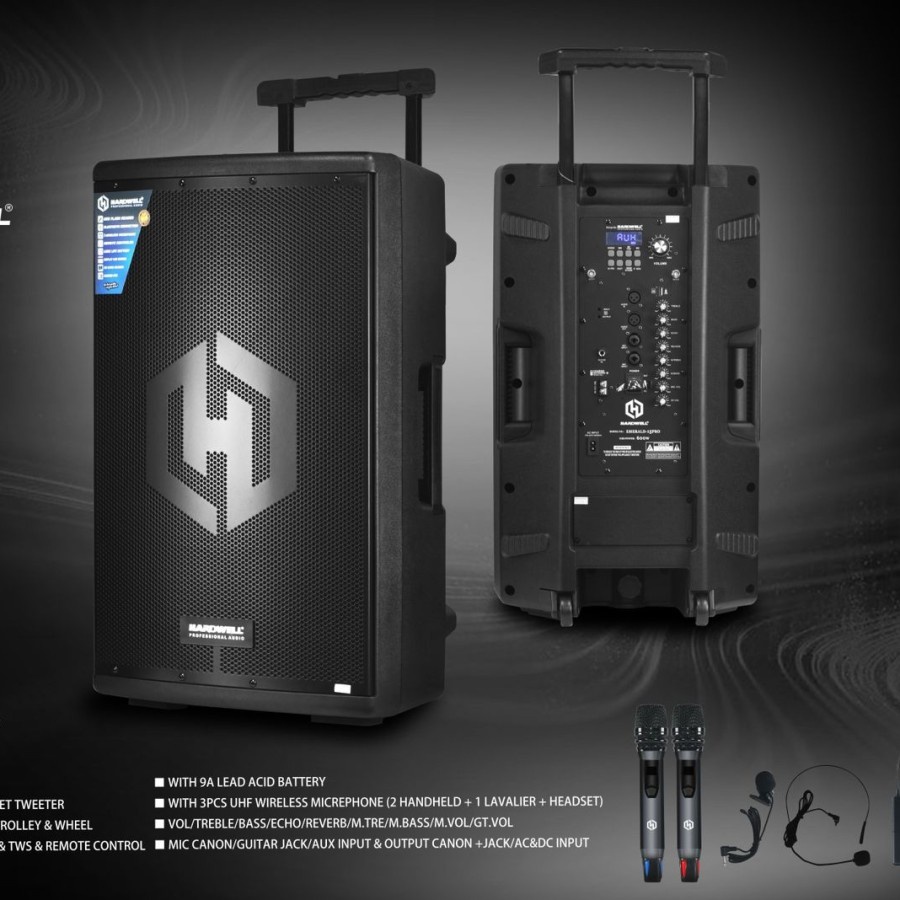 Jual Speaker 15 Inch Portable Hardwell Emerald 15 Pro Original 600 Watt