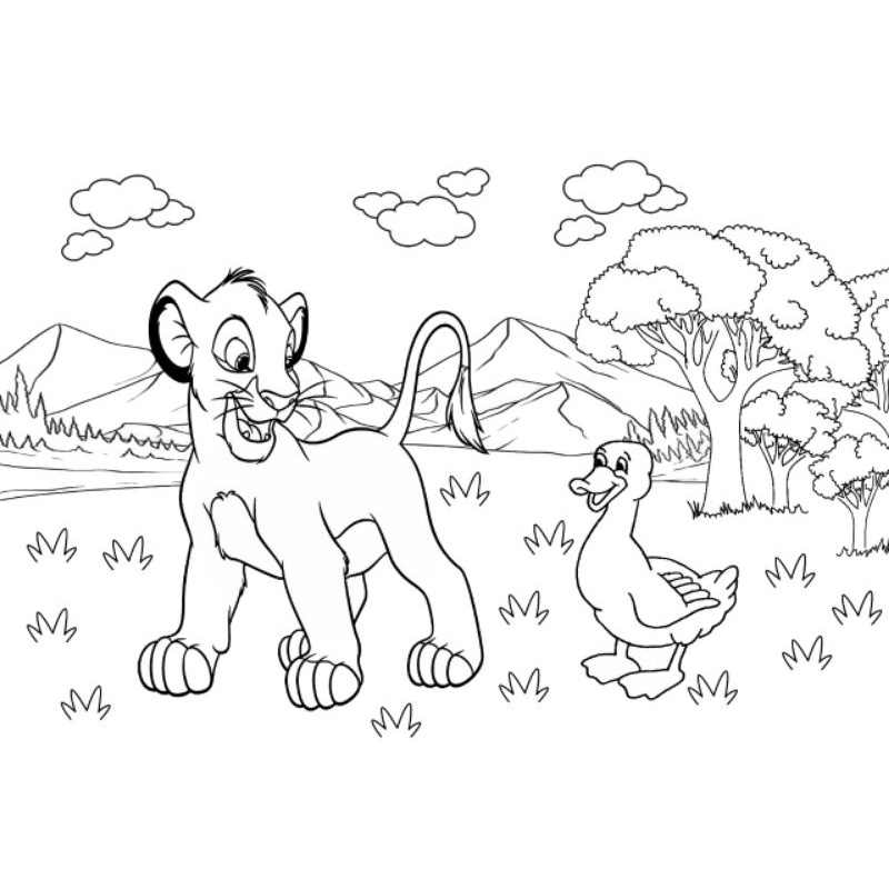 Jual Buku / lembar kertas mewarnai gambar anak singa dan bebek | Shopee ...