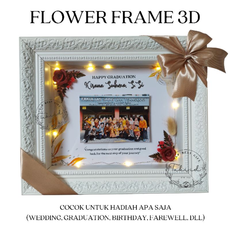 Jual Flower Frame 3D 30x25cm | HADIAH WISUDA / PERNIKAHAN / BIRTHDAY ...