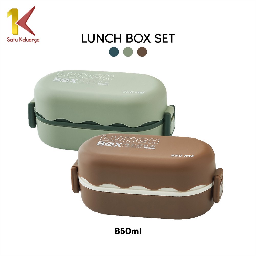 Jual Satu Keluarga Lunch Box Bento Set 850ML C780 Kotak Makan 2 Tingkat Kotak Bekal Free Sendok ...