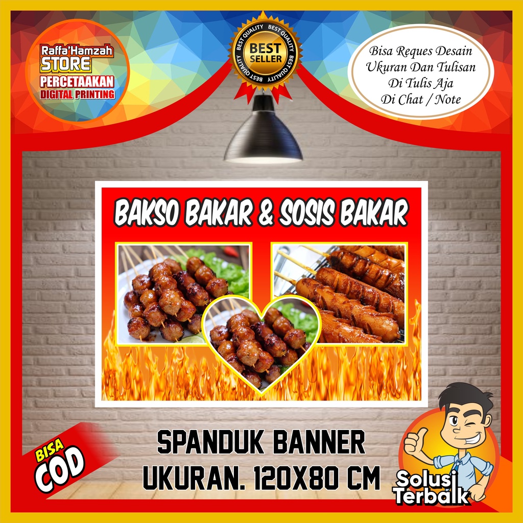 Jual Spanduk Banner Backdrop Bakso&Sosis Bakar uk.120x80cm | Shopee ...