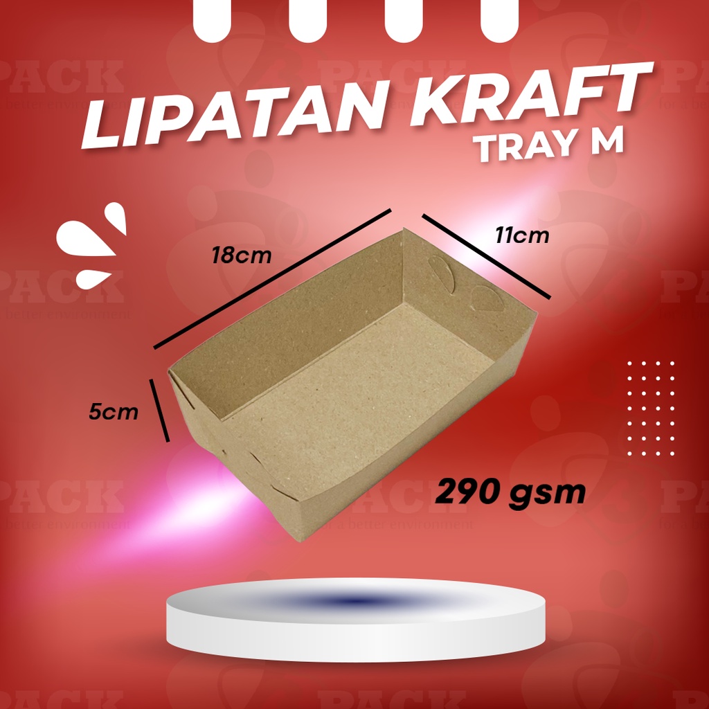 Jual Paper tray craft lipatan M-Kotak makanan tray coklat lipatan ...