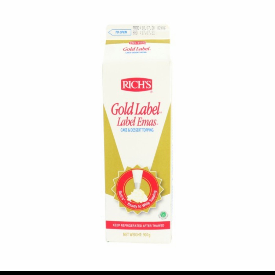 Jual rich's label whip cream gold dan coklat whipping 907 gr topping ...