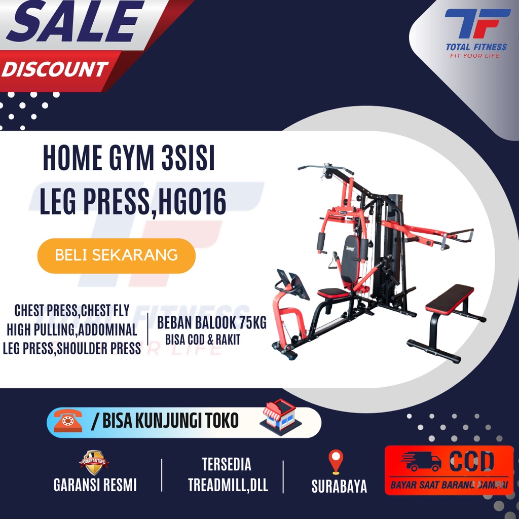 Jual Alat gym multi fungsi+leg press HG 016 Total fitness COD Surabaya ...