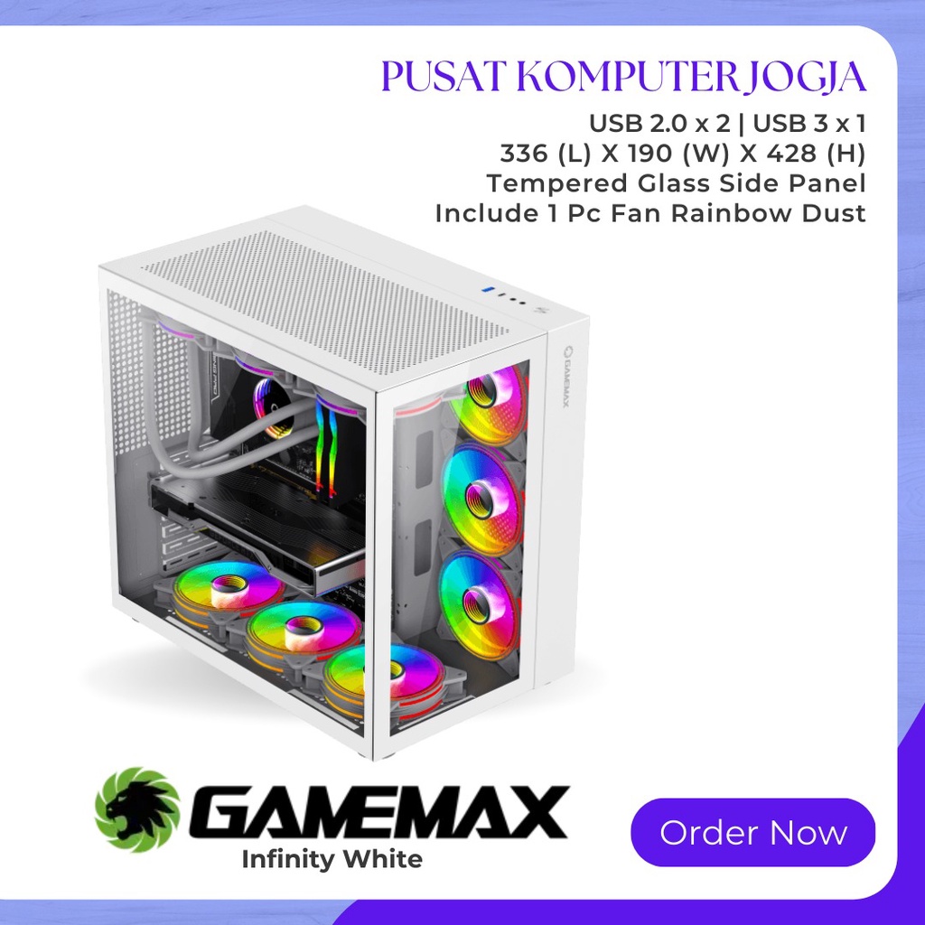 Jual Gamemax Casing Gaming M-Atx Infinity White Tempered Glass 5mm ...