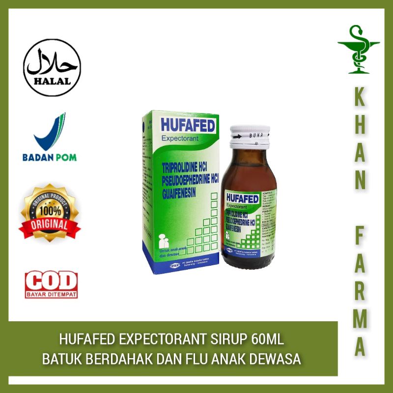 Jual HUFAFED EXPECTORANT EKSPEKTORAN SIRUP OBAT BATUK BERDAHAK DAN ...