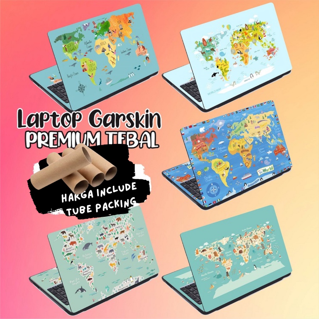 Jual Garskin Laptop Anti Gores Cute Maps Colorful Kids Premium Full set ...