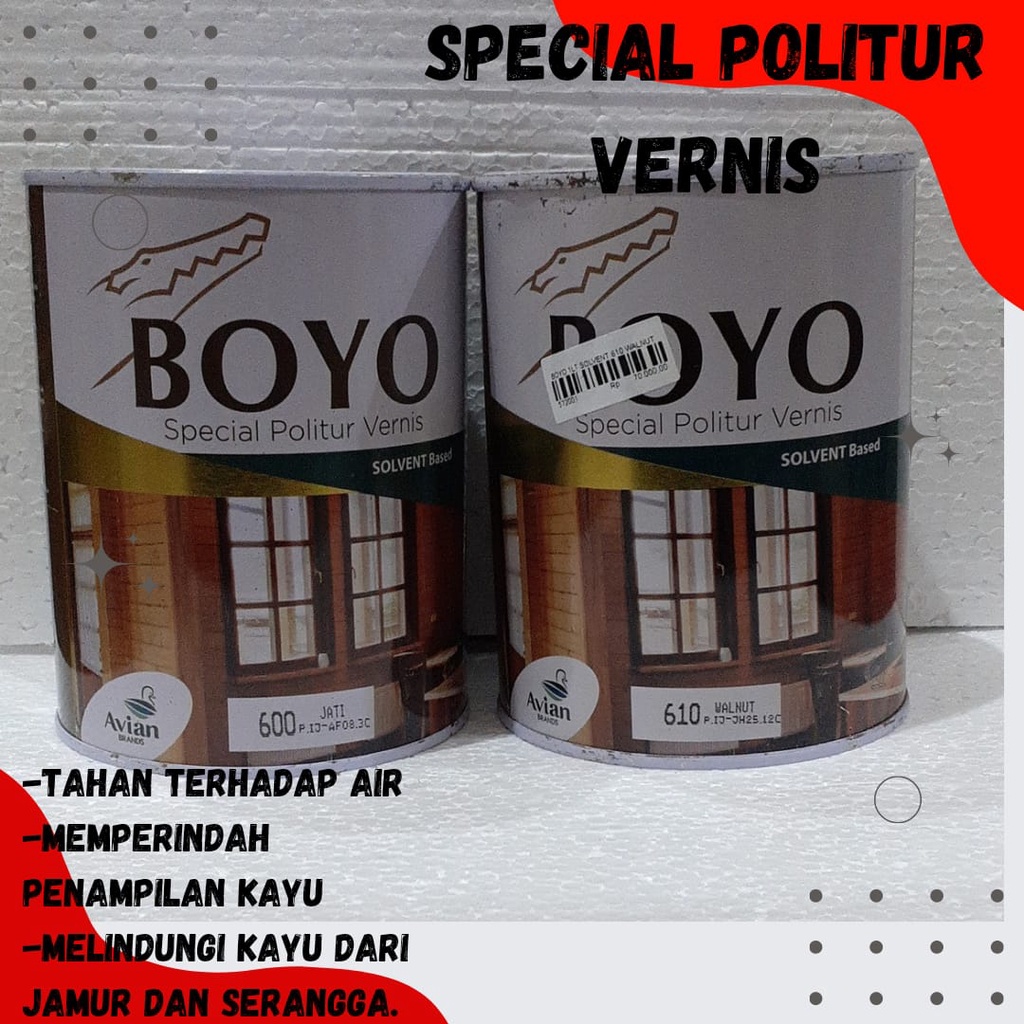 Jual CAT PLITOR POLITUR BOYO AVIAN 1KG CAT WARNA KAYU SOLVENT VASE ...