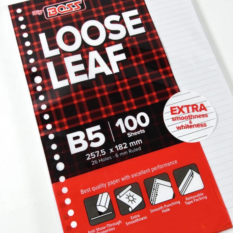 Jual LOOSE LEAF B5 GARIS BIG BOSS | ISI 50 dan 100 LEMBAR | ISI KERTAS FILE BINDER | Shopee ...