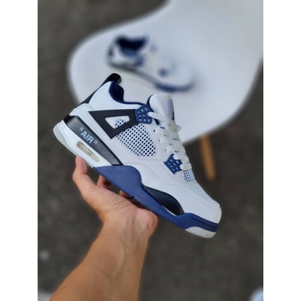 Jual Sneakers pria / Nike Air Jordan 4 White Blue | Shopee Indonesia
