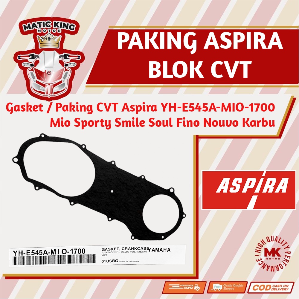 Jual Paking Gasket blok CVT Yamaha Mio Sporty Smile Soul Fino Nouvo Z Karbu ASPIRA YH-E545A-MIO ...