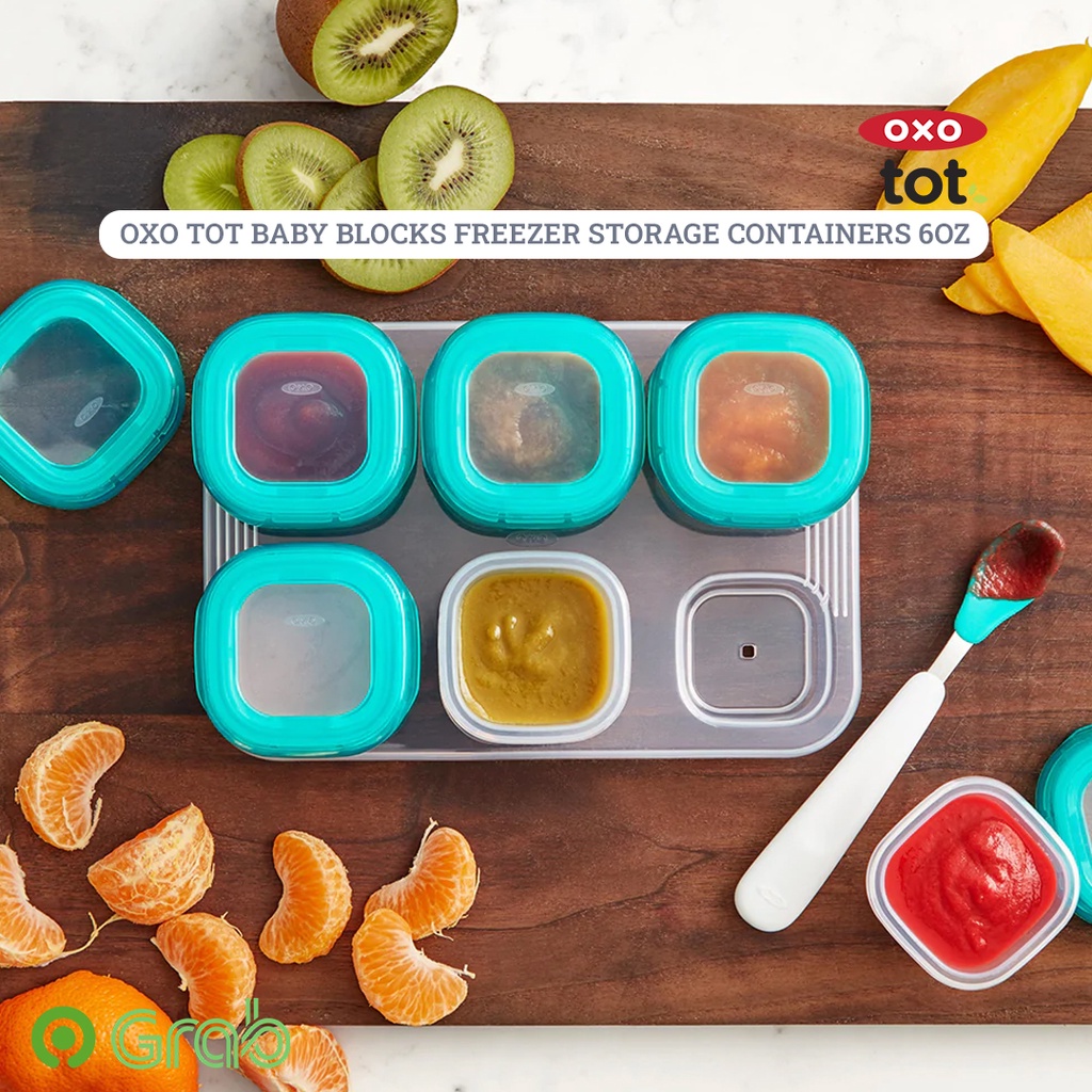 Jual OXO Tot Baby Blocks Freezer Storage Containers 6oz - Teal | Shopee Indonesia