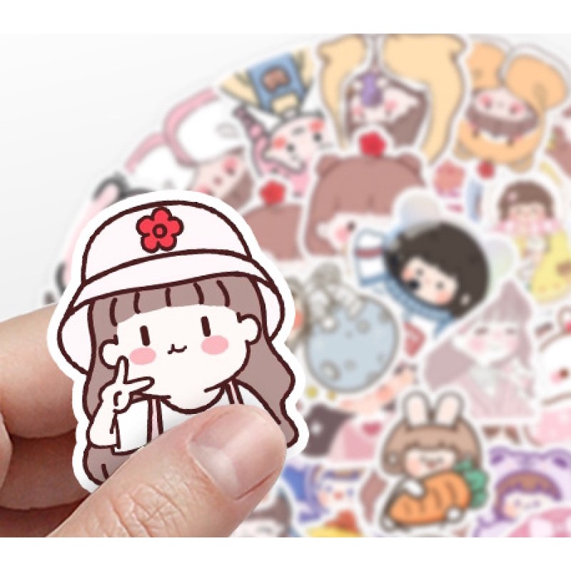 Jual stiker girly cute kawaii sticker girl karakter imut anti air ...